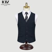 China Men's Slim Fit Navy Blue Suit Vest Polyester Cotton Sizes S to 10XL for sale