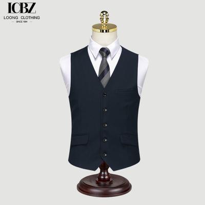 China Men's Slim Fit Navy Blue Suit Vest Polyester Cotton Sizes S to 10XL for sale