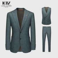 China Dark Plaid Single Breasted 8cm Peak Lapel 3 Piece Business Men Suit Set S-10XL for sale