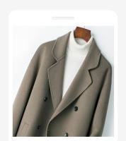 China Men's Double-Breasted Wool Blend Overcoat Autumn Winter Slim Fit Long Coat 50-120cm for sale