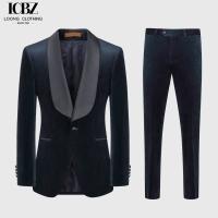 China Business Men's Suit 2 Piece Gold Velvet Shawl Lapel Slim Fit Wedding Suit S-3XL for sale