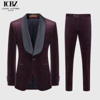 China Business Men's Suit 2 Piece Gold Velvet Shawl Lapel Slim Fit Wedding Suit S-3XL for sale