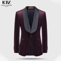 China Business Men's Suit 2 Piece Gold Velvet Shawl Lapel Slim Fit Wedding Suit S-3XL for sale