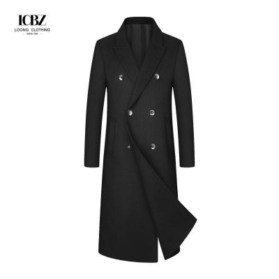 China Men's Long Wool Trench Coat Slim Fit Overcoat Polyester Cotton 50pcs MOQ for sale