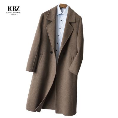 China British Style Plain Autumn Winter Trench Overcoat Regular Fit Canvas Fabric Men Long Jacket Coat 50pcs MOQ for sale