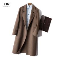 China British Style Plain Autumn Winter Trench Overcoat Regular Fit Canvas Fabric Men Long Jacket Coat 50pcs MOQ for sale
