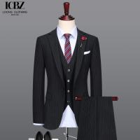 China Anti-Wrinkle Men's Business Suit 3 Pieces Polyester Cotton Notch Lapel S to 3XL for sale