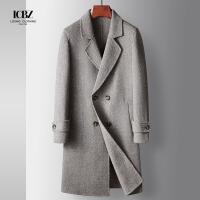 China Men's Winter Wool Coat Long Pure Color Overcoat Garment Dyed Design 50pcs MOQ for sale