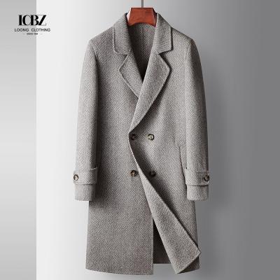 China Men's Winter Wool Coat Long Pure Color Overcoat Garment Dyed Design 50pcs MOQ for sale