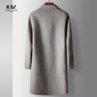 China Men's Winter Wool Coat Long Pure Color Overcoat Garment Dyed Design 50pcs MOQ for sale