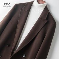 China Men's Wool Blend Peacoat Double Collar Winter Overcoat Cold Resistant 50 MOQ Custom for sale