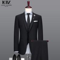 China Customized Wool Silk Men Business Suit Dark Color Single Breasted S to 3XL for sale