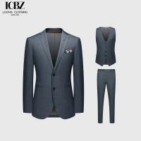 China Customized Wool Silk Men Business Suit Dark Color Single Breasted S to 3XL for sale