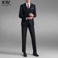 China Customized Wool Silk Men Business Suit Dark Color Single Breasted S to 3XL for sale