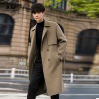 China Men's Long Wool Blend Overcoat Winter Wear Dripping Print Pattern Polyester Cotton 50 Pcs MOQ for sale