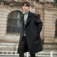 China Men's Long Wool Blend Overcoat Winter Wear Dripping Print Pattern Polyester Cotton 50 Pcs MOQ for sale