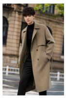 China Men's Long Wool Blend Overcoat Winter Wear Dripping Print Pattern Polyester Cotton 50 Pcs MOQ for sale