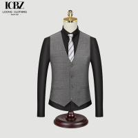 China Custom Slim Fit Men's Suit Vest Polyester Cotton Sizes S to 10XL for Wedding Groomsmen for sale