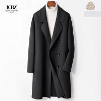 China Men's Garment Dyed Long Coat Polyester Cotton Single Breasted Warm Overcoat 50pcs MOQ for sale