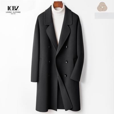 China Men's Garment Dyed Long Coat Polyester Cotton Single Breasted Warm Overcoat 50pcs MOQ for sale
