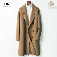 China Men's Garment Dyed Long Coat Polyester Cotton Single Breasted Warm Overcoat 50pcs MOQ for sale