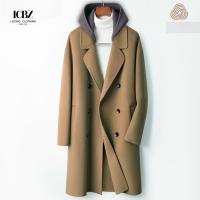 China Men's Garment Dyed Long Coat Polyester Cotton Single Breasted Warm Overcoat 50pcs MOQ for sale