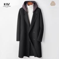 China Men's Garment Dyed Long Coat Polyester Cotton Single Breasted Warm Overcoat 50pcs MOQ for sale