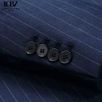 China Men's Double Breasted 6 Button Formal Suit Vertical Striped Gun Lapel Wool Polyester Sizes M-5XL for sale