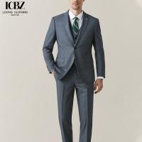 China Men's Vertical Striped Notch Lapel Suit Jacket 2 Button Single Breasted Business Outfit for sale