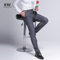 China Men's Cotton Polyester Cargo Pants Black Dark Gray 5 Size Casual Straight Trousers with Side Pockets for sale
