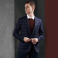 China Custom Design Textured Men's Business Suit Blazer Jacket Navy Autumn Bespoke 2022 for sale