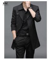 China Men's Windproof Casual Slim Fit Jacket Coat Polyester Cotton 50cm Length Custom Logo for sale