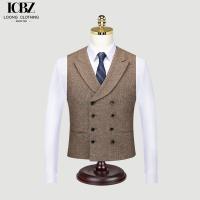 China Formal Striped Suit Vest for Groomsmen Regular Length Mandarin Collar S-10XL for sale