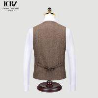 China Formal Striped Suit Vest for Groomsmen Regular Length Mandarin Collar S-10XL for sale