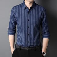 China Breathable Dark Blue Long Sleeve Cotton Shirt for Men Casual Autumn 5 Size for sale