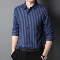China Breathable Dark Blue Long Sleeve Cotton Shirt for Men Casual Autumn 5 Size for sale