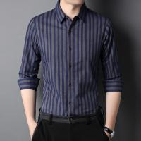 China Breathable Dark Blue Long Sleeve Cotton Shirt for Men Casual Autumn 5 Size for sale