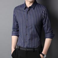China Breathable Dark Blue Long Sleeve Cotton Shirt for Men Casual Autumn 5 Size for sale