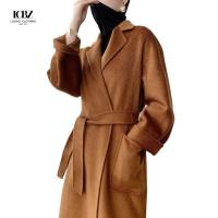 China Plus Size Wool Long Cardigan Jacket for Women Autumn Winter Coat S-5XL for sale