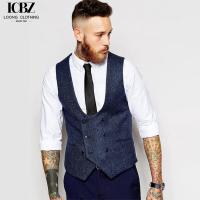 China Custom Slim Fit Men's Suit Vest Wool Blend Fabric S M L XL 2XL 3XL Black Grey Blue for sale