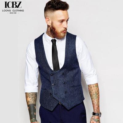 China Custom Slim Fit Men's Suit Vest Wool Blend Fabric S M L XL 2XL 3XL Black Grey Blue for sale