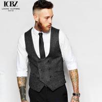 China Custom Slim Fit Men's Suit Vest Wool Blend Fabric S M L XL 2XL 3XL Black Grey Blue for sale