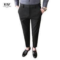 China Solid Color Business Casual Formal Suit Pants for Men Plus Size Polyester Cotton Trousers for sale