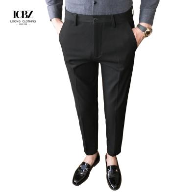 China Solid Color Business Casual Formal Suit Pants for Men Plus Size Polyester Cotton Trousers for sale