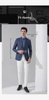 China Men's 3 Piece Slim Fit Striped Suit Set Business Casual Coat Jacket Vest Trousers Custom Size for sale