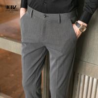 China Solid Color Business Casual Formal Suit Pants for Men Plus Size Polyester Cotton Trousers for sale