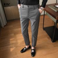 China Solid Color Business Casual Formal Suit Pants for Men Plus Size Polyester Cotton Trousers for sale