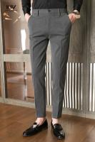 China Solid Color Business Casual Formal Suit Pants for Men Plus Size Polyester Cotton Trousers for sale