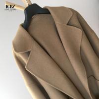 China Mid-Length Slim Woolen Coat for Women with Cashmere Blend Standard Thickness Sizes S to 2XL for sale