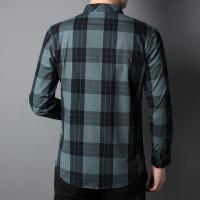 China Knitted Broadcloth Plaid Shirts Polyester Viscose Cotton Long Sleeve Casual Shirt Men S-XXL for sale